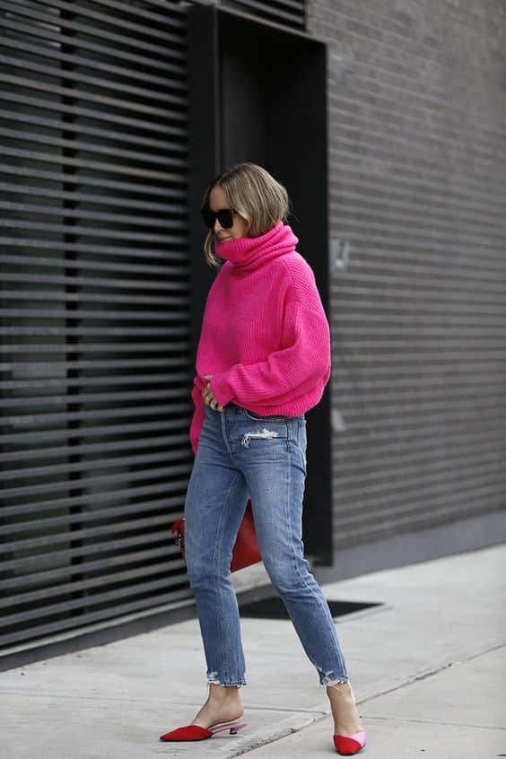 Outfit with Pink Sweater | 20 Ways to Style Pink Sweaters