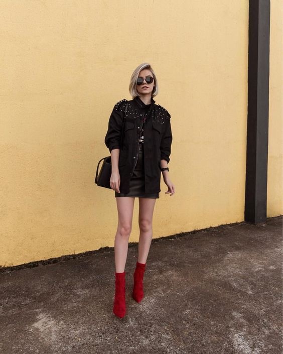What to Wear with Red Ankle Boots? 18 Outfit Ideas